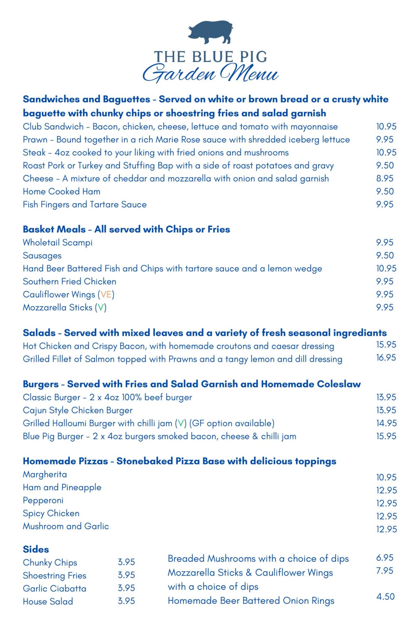 Menus - Great pub food to eat in and takeaway at The Blue Pig, Wolvey